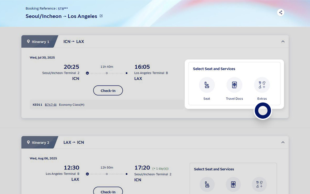 Pre-order in-flight meals